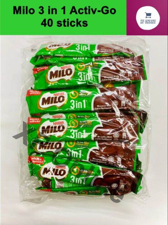 [40 sticks] Nestle Milo Activ-Go 3 in 1 Choc Malt Drink 33g | Lazada