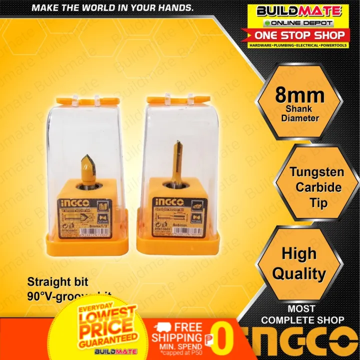 INGCO Router Bit Straight / 90°V-groove Tungsten Carbide Tip SOLD PER ...