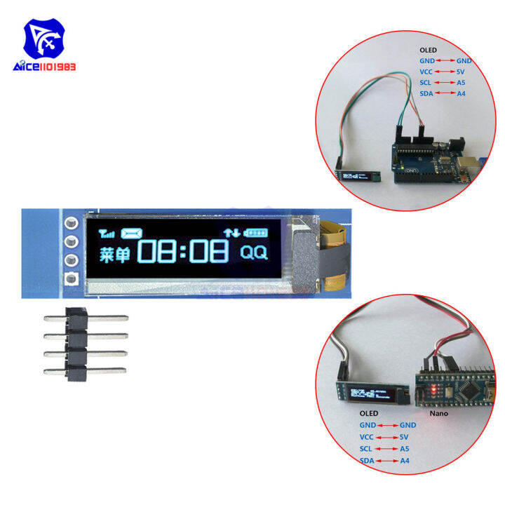 diymore 0.91 inch 128x32 OLED LCD Display Module 4 Pin LCD Module Driver IIC I2C Interface for ...