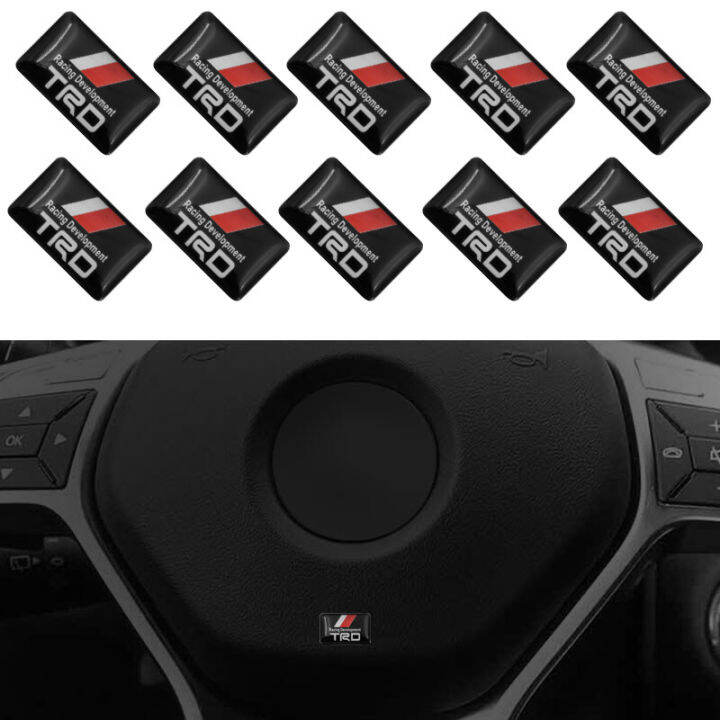 10pcs TRD 3D Small Emblem Badge Sticker Steering Wheel Decal for Toyota ...