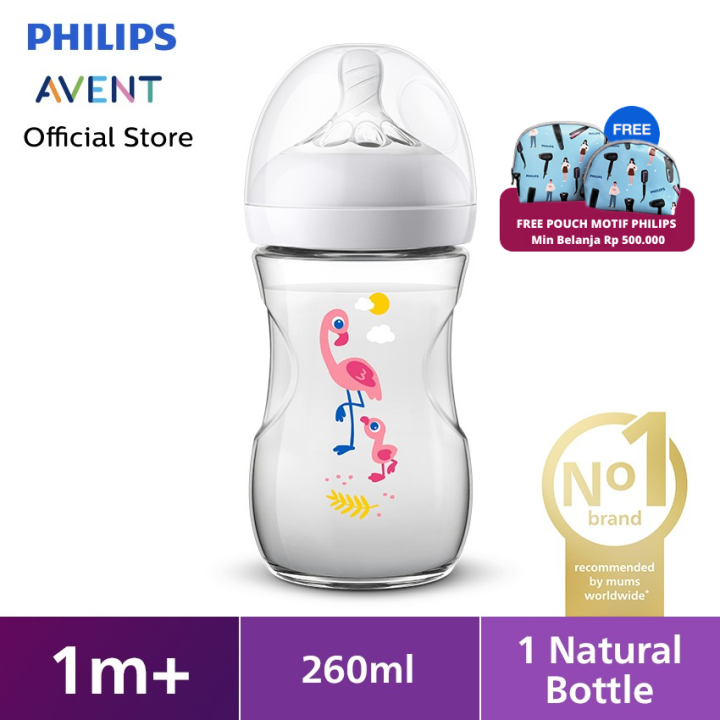 Philips Avent Natural Bottle Single 9Oz Flamingo SCF627/41 Botol Bayi ...