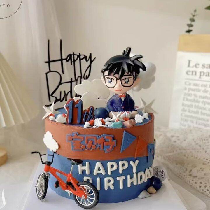 柯南 conan 脚踏车自行车 bicycle cake topper decoration蛋糕装饰摆设 | Lazada