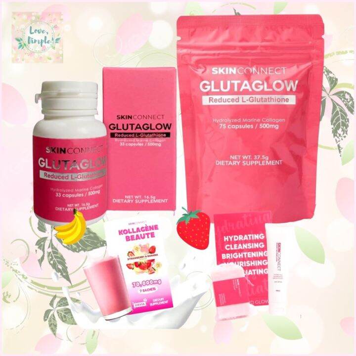 GLUTA GLOW BY SKIN CONNECT Kollagene Beaute / Glutaglow / wash and Glow set / Collagen Skin ...