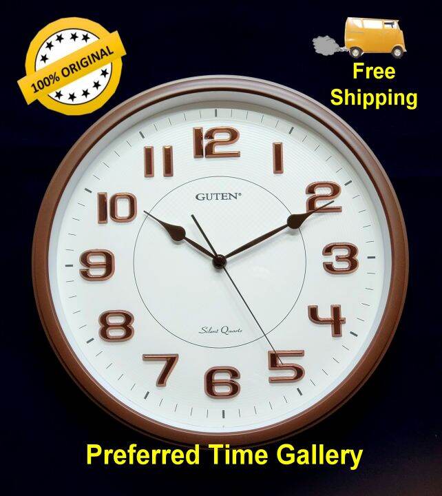 ORIGINAL Guten Wall Clock W3079-2 Brown Case,Number Dial | Lazada
