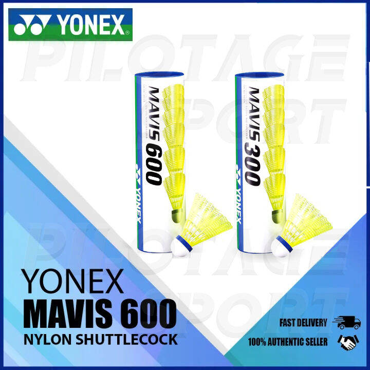 YONEX MAVIS 300/600 PLASTIC NYLON BADMINTON BLUE CAP SHUTTLECOCKS (6 ...