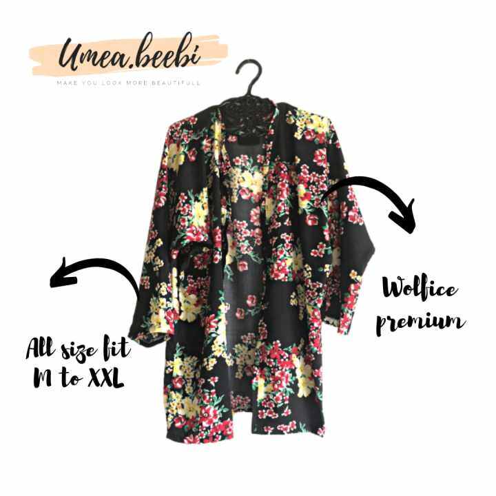 outer motif bunga - outwear hijab - baju gamis hijab wanita-outer ...