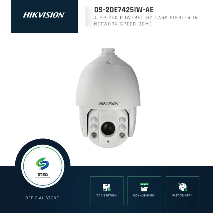STEQ HIKVISION DS-2DE7425IW-AE 7-inch 4 MP 25X Powered by DarkFighter IR Network Speed Dome ...