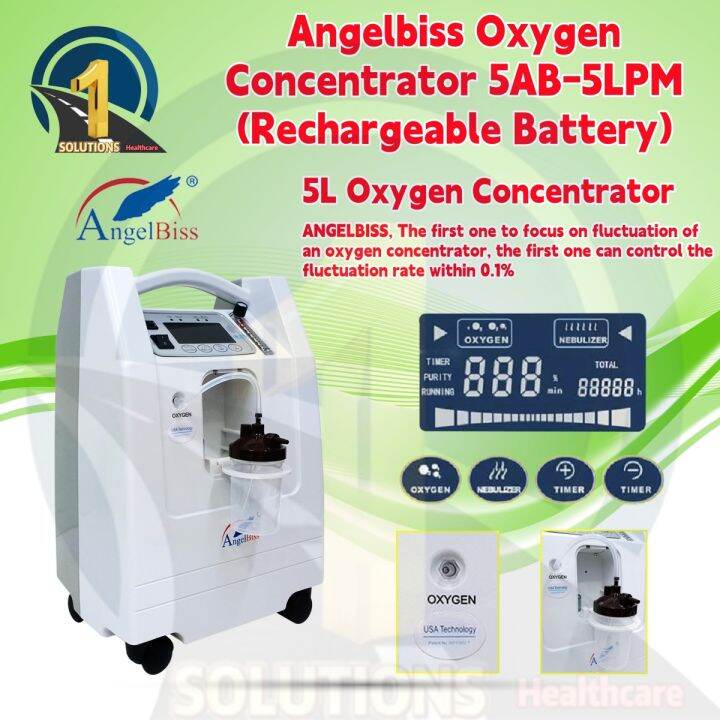 Angelbiss Oxygen Concentrator 5AB-5LPM (Rechargeable Battery) | Lazada