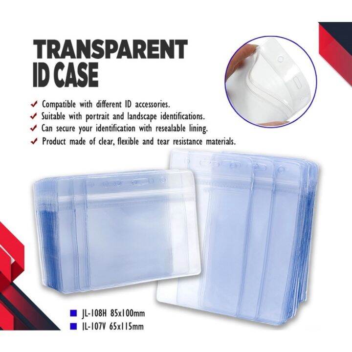 100PCS)Transparent Plastic ID Holder with Zip Lock Vertical Horizontal ...