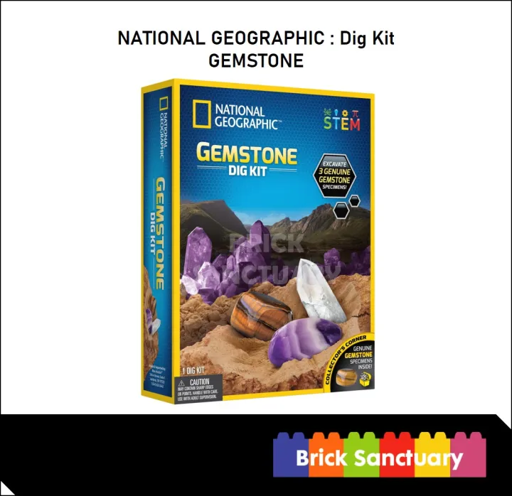 NATIONAL GEOGRAPHIC | GEMSTONE DIG KIT (3 GENUINE GEMSTONE SPECIMENS ...