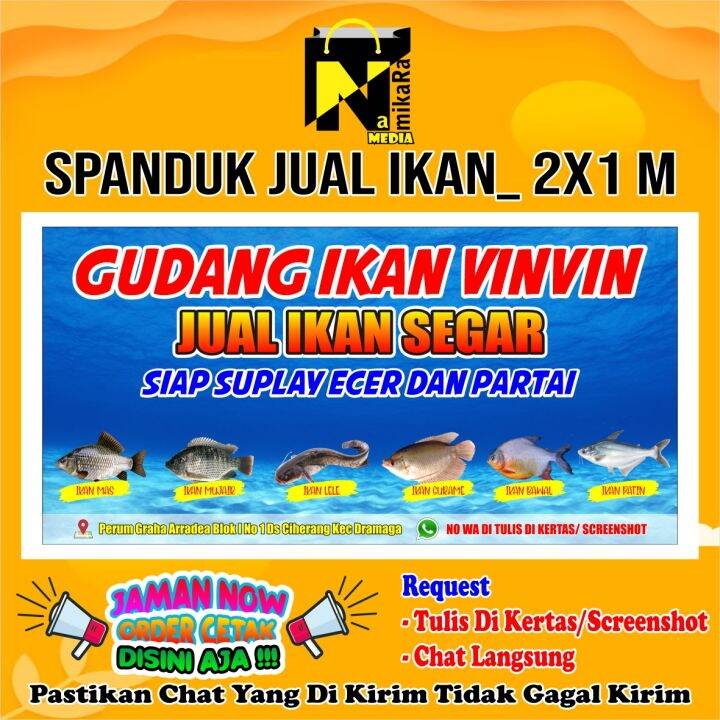 Spanduk banenr jual ikan segar terbaru paling keren ukuran 2x1 M bisa ...