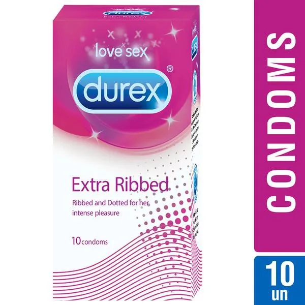 Durex Extra Ribbed Dot Condom ถุงยางอนามัยผิวเรียบ ขนาด 53มม 1กล่องมี 10ชิ้น พร้อมส่ง Lazada