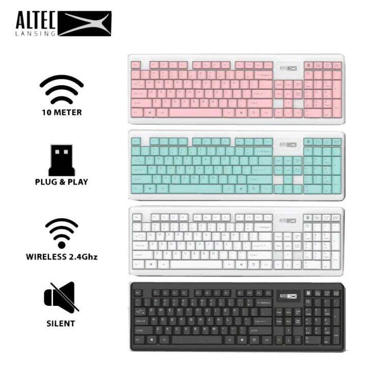 PinkGO - Keyboard Estetik Altec Lansing Wireless ALBK6314 Silent Design ...