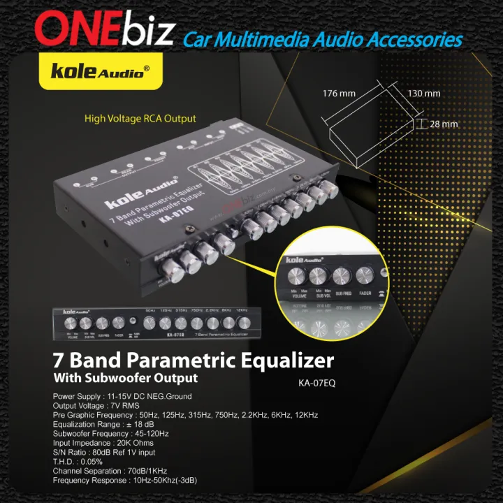 Kole Audio 7 Band Parametric Equalizer With Subwoofer Output KA-07EQ ...