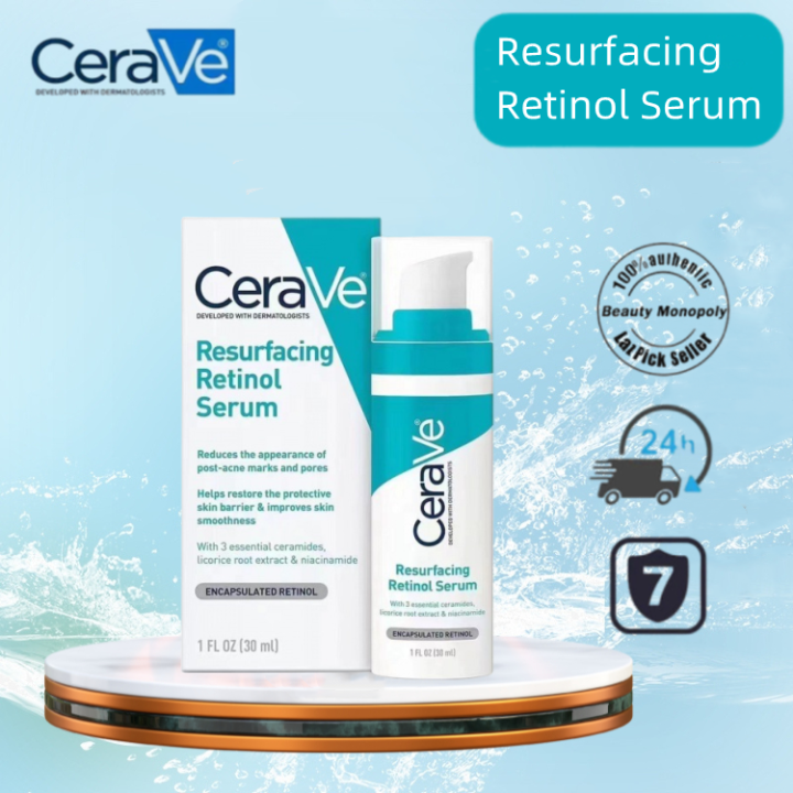 CeraVe Resurfacing Retinol Serum Pore Refining Reduce Acne Marks Brightening Skin Retinol Anti ...
