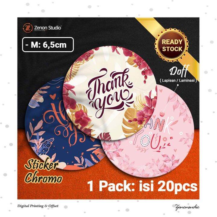 [20pcs] Sticker Bulat Thank You Stiker Ucapan Terima Kasih Kado Ver 1 ...
