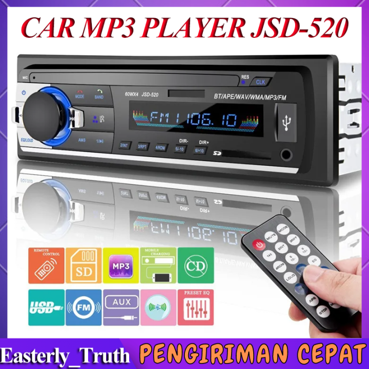 Jsd-520 Single Din Audio Tape Mobil Mp3 Player Multifunsi Bluetooth Wireless Receiver Bluetooth ...