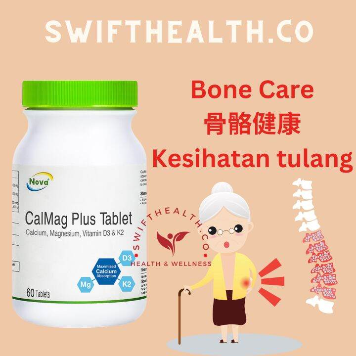 NOVA CalMag Plus Tablets 60's [Calcium, Vitamin K2. Vitamin D3 and ...