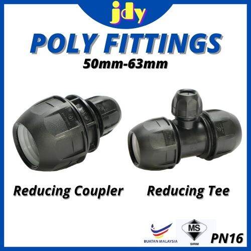 HDPE Poly Fitting Poly Pipe Connector Reducing Coupler Reducing Tee 50mm 63mm | Lazada