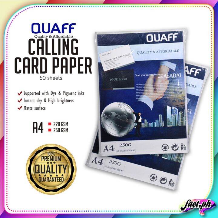 A4 Size QUAFF Doublesided Matte Calling Card Paper Cardstock Paper 22gsm 25gsm (5sheets) | Lazada PH