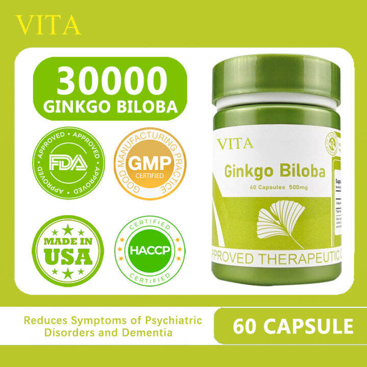 VITA Ginkgo Biloba Capsule FDA for USA 60pcs Pagandahin ang memorya at ...