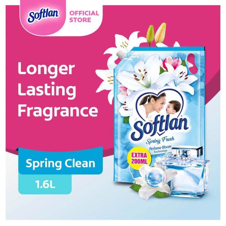 Softlan Anti Wrinkles Spring Fresh (Blue) Fabric Softener 1.6L Refill ...