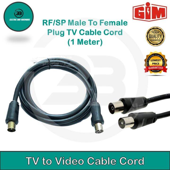GIM RF/SP Cable Male to Female Plug TV Coaxial Antenna Cable Cord 1 ...