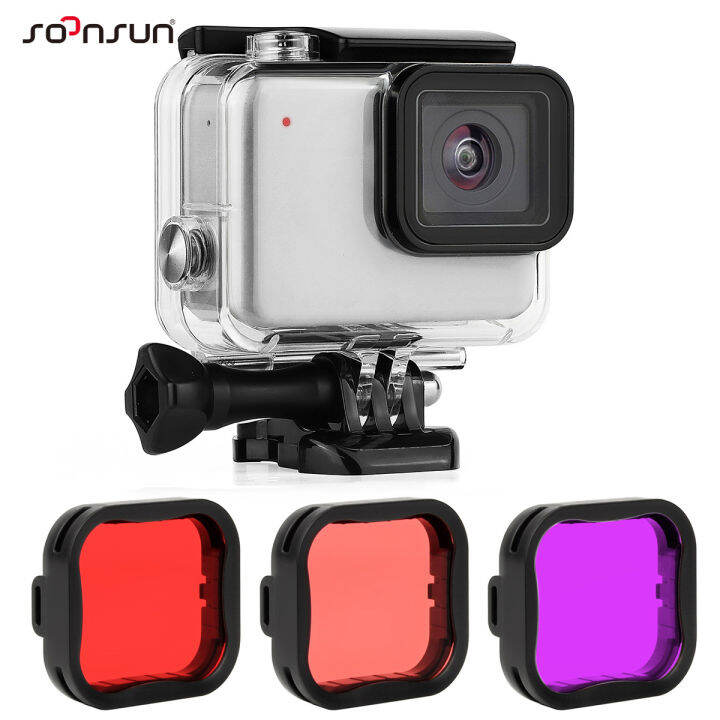 Original SOONSUN กันน้ำสำหรับ GoPro Hero 7เงินสีขาวป้องกันกรณีสีแดง ...