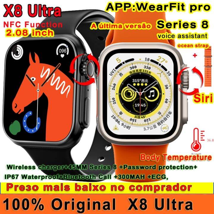 【CW】 Original X8 Ultra Smart Watch Men Series 8 NFC Body Temperature ...