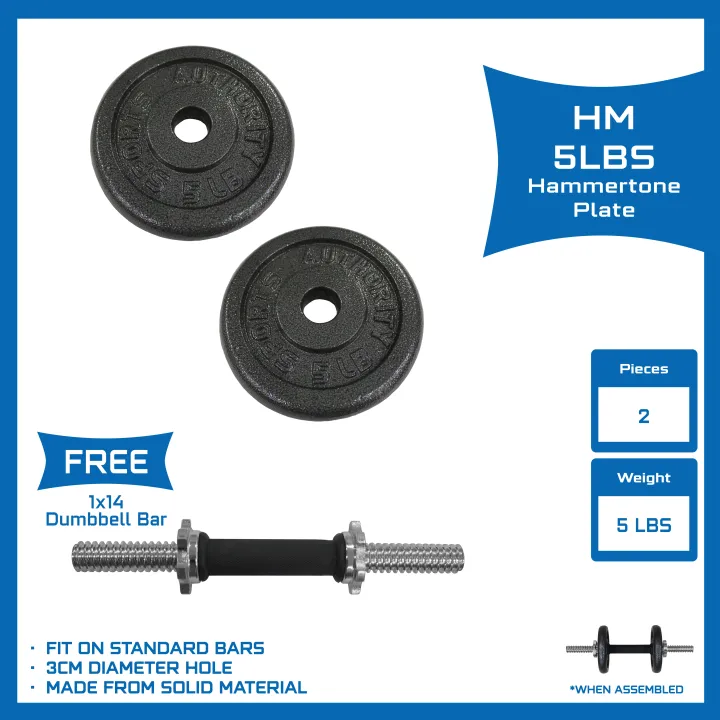 Hammertone Plate 5LBS (2PCS) with Free Chrome Dumbbell Bar (1X14 ...