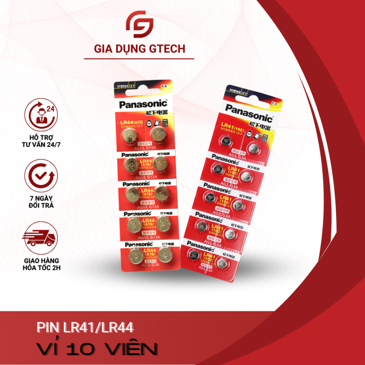 Pin nút LR44 A76 AG13 G13A Panasonic Alkaline chính hãng 1.5V vỉ 10 ...