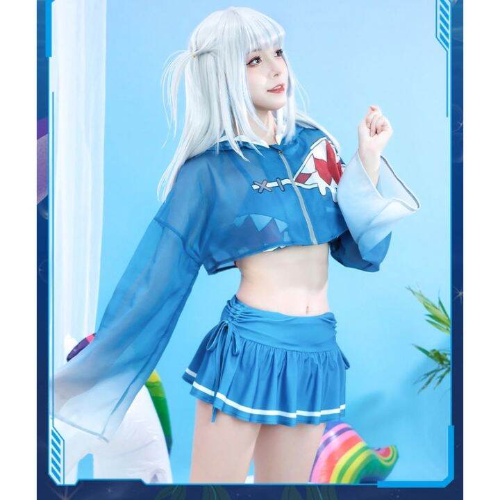 ⭐พร้อมส่ง⭐ Hololive cos Little Shark vtuber gawr gura ชุดว่ายน้ําบิกินี่คอสเพลย์เสมือนจริง Idol ...