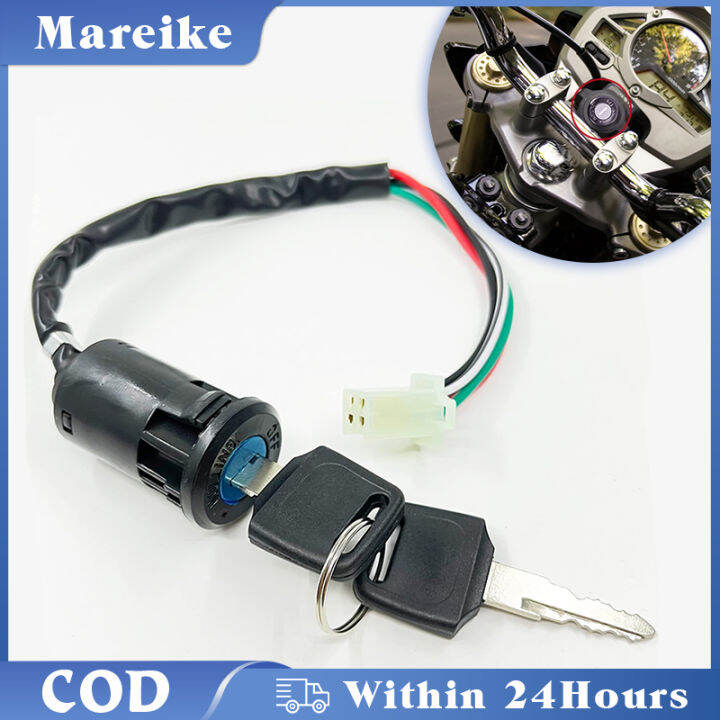 Universal Motorcycle Ignition Key Switch 4 Wires for 50cc 70cc 90cc ...