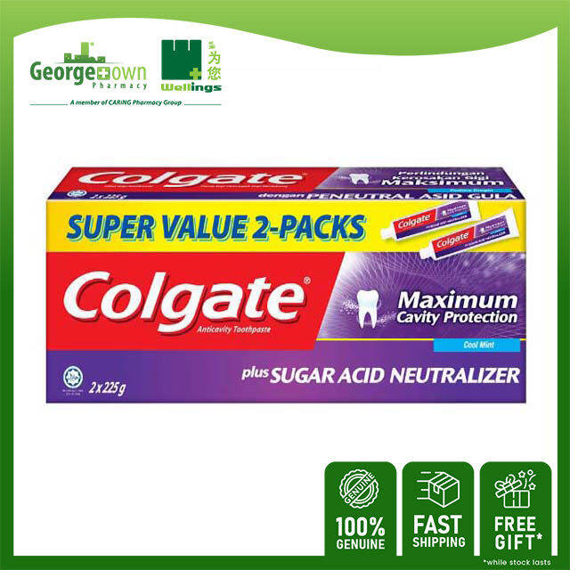 COLGATE SUGAR ACID NEUTRALIZER COOL MINT TOOTHPASTE 225G X 2 | Lazada