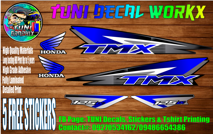 TMX 125 STOCK DECALS ( BLUE ) w/ freebies | Lazada PH