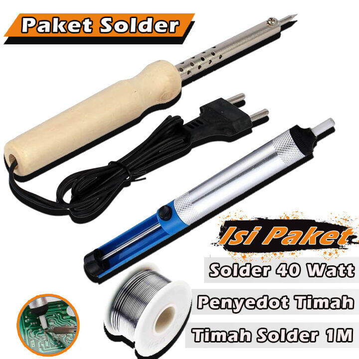 SN Paket Komplit Alat Solder Listrik Solder 40W, Penyedot Timah, Timah ...
