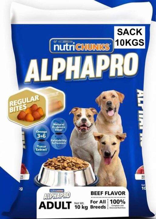 Nutrichunks Alphapro Regular Bites Dog Food Beef Flavor SACK 10kgs ...