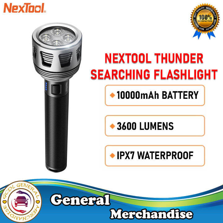 NexTool Thunder Searching Rechargeable Flashlight LED 3600lm 450m USB-C ...