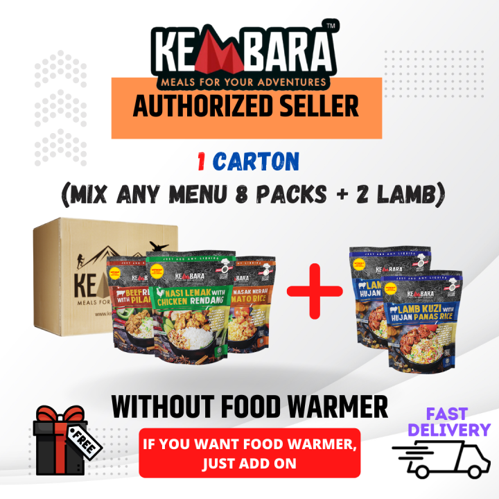 KEMBARA MEALS WITHOUT FOOD WARMER COMBO 10 MIX (3 beef rendang + 2 chicken rendang + 3 tomato ...
