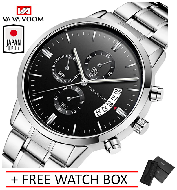 Original Japan Vava Voom Waterproof Leisure Mens Quartz Watch Calendar ...
