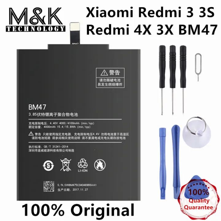 Original MK Battery BM47 For Xiaomi Redmi 3 3S 3Pro Pro 4X 3X ...