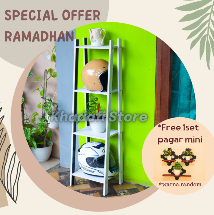 Rak Hias 4 Susun Hexagonal Aesthetic/ Rak Lantai Serbaguna / Rak Pajang ...