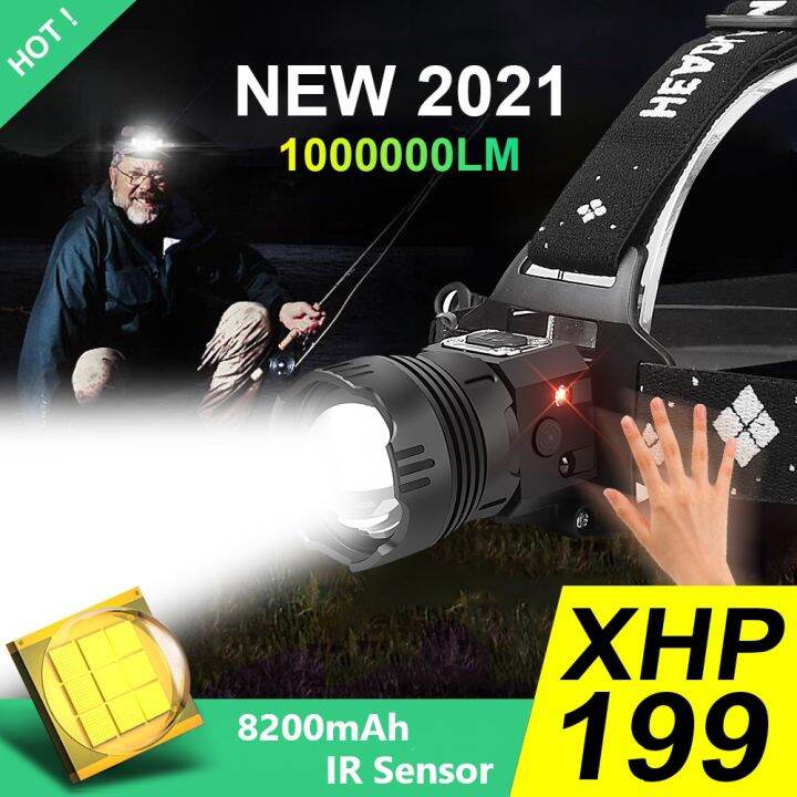 0LM Powerful Led Headlamp XHP199 Rechargeable Head Flashlight XHP90 Usb ...