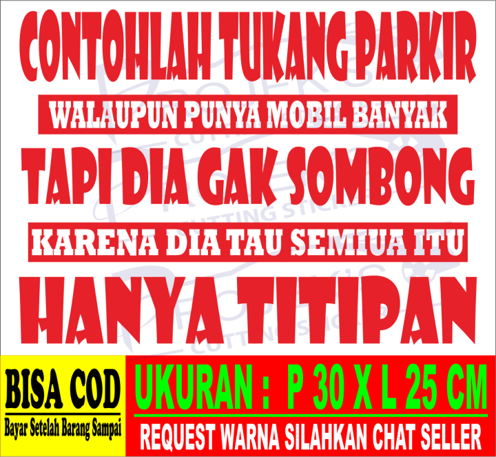 (cod) stiker mobil stiker tulisan stiker kata kata hanya titipan ...