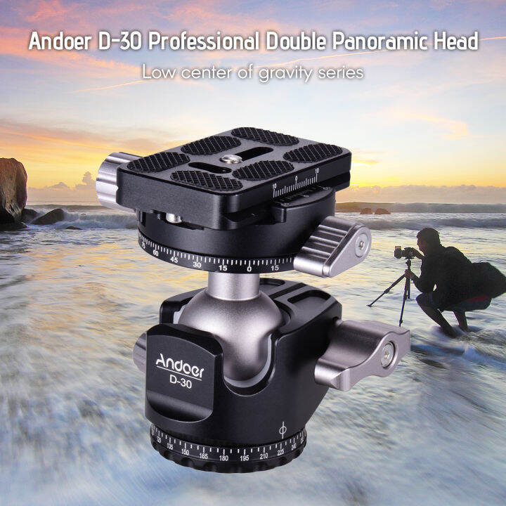 Andoer D-30 พาโนรามาหัวบอลขาตั้งกล้องเมาท์อะแดปเตอร์ dual Panoramic ขนาด U-Groove ออกแบบ ...