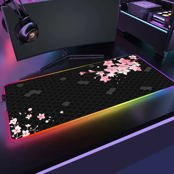 900X400มิลลิเมตรญี่ปุ่นศิลปะ RGB แผ่นรองเมาส์เล่นเกมขนาดใหญ่ที่มีสีสัน ...