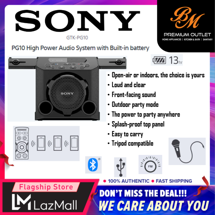 SONY (GTK-PG10) HIGH POWER AUDIO SYSTEM PORTABLE BLUETOOTH SPEAKER ...