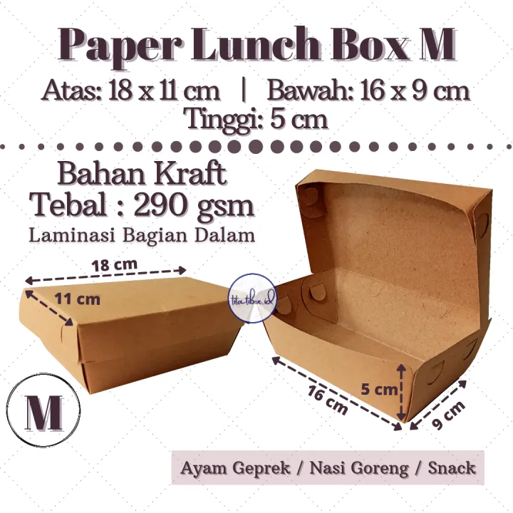 Paper Lunch Box Size M / Isi 10pcs / Tebal 290 gsm Harga Lebih Ekonomis ...