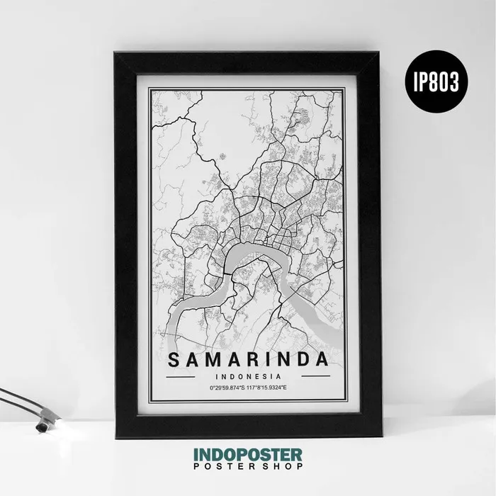Poster Hiasan Dinding Peta Kota Samarinda Kalimantan Timur A2 60X40cm ...