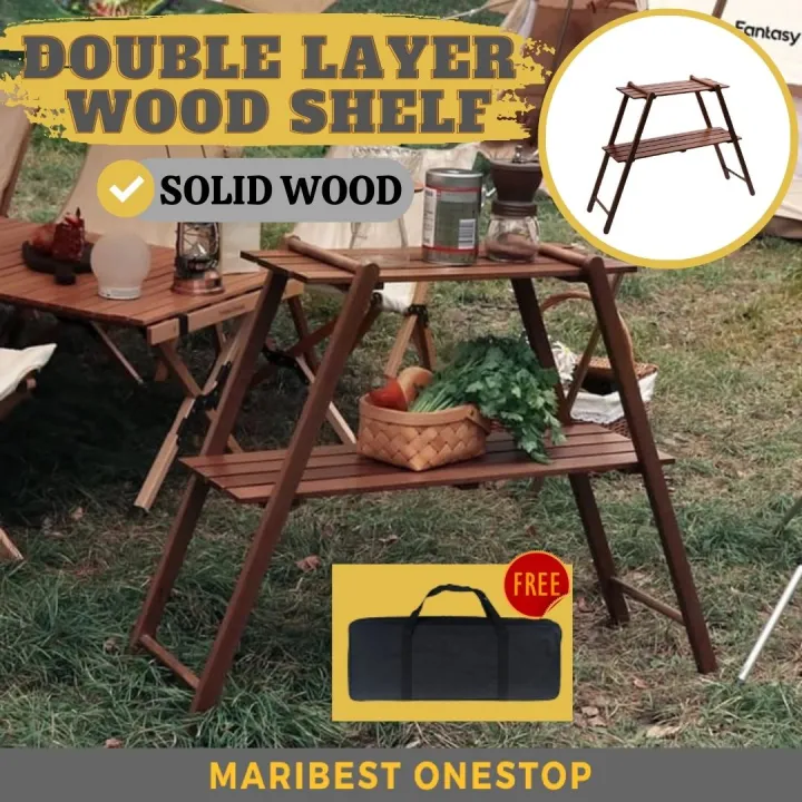 Outdoor Solid Wood Wooden Rack Foldable Rack Camping Rack Rak Lipat Rak ...